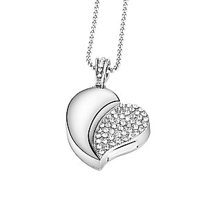 GARRULAX USB Flash Drive, Diamond Heart 8GB / 16GB / 32GB USB2.0 Waterproof USB Memory Stick Date Storage Pendrive Thumb Drives (32GB, Silver Heart)