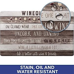 SoHome Cozy Living Anti-Fatigue Designer Kitchen Mat, Wineology Themed-Non Slip, Stain Resistant, Easy Clean, 1/2 Inch Thick Comfort Chef Mat, 18" x 30"