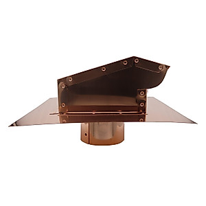 Generic Copper Rooftop Exhaust Vent Cap with Damper and Bottom Extension (10 Inch)