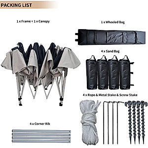 Generies Outdoor Gazebo Pop-up Canopy Tent Extra 12 x 12 Shade with Durable Frame, 4 Sand Bags, Wheeled Bag - Easy Set-up and Folding Commercial Instant Canopy to Garden (Navy Blue)…