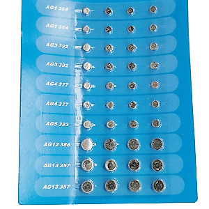Cotchear 40pcs Alkaline Cell Batteries Assorted 1.5 Volt AG1/LR621 AG3/LR41 AG4/LR626 AG5/LR754 AG12/LR43 AG13/LR44 Coin Batteries Set 0% Mercury