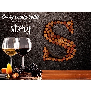 Premium Metal Letter Wine Cork Holder Is A Perfect Bar Decor Made of Durable Metal and A Glossy Black Finish With Rounded Edges , This Bar Cart Accessories Is Easy To Hang , Letter S (9,64”x 2”x 12”).