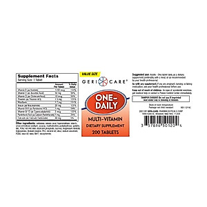 GeriCare One-Daily Multi-Vitamin Tablets Dietary Suplement 200 Count (Pack of 1)