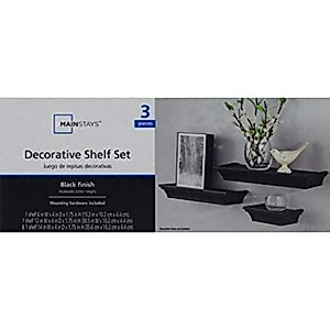 Mainstays 3 Piece Decorative Floating Shelves Includes Wall Mounting Hardware in Black Finish