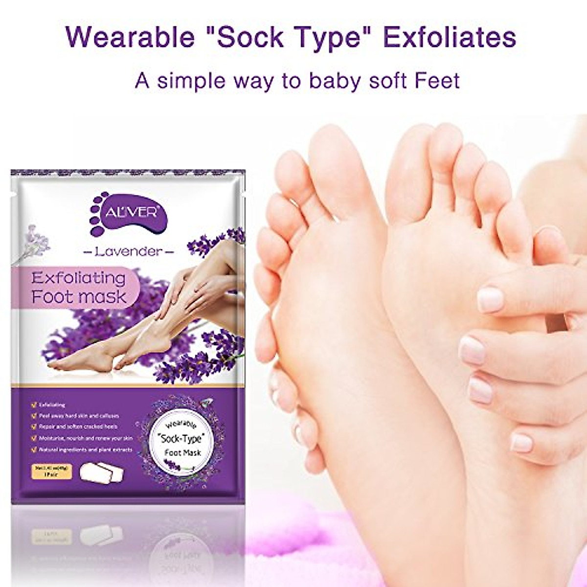 3 Pairs Foot Moisturizing Mask, Foot Peel Mask, Natural Lavender Exfoliating Foot Peel Mask,Foot Skin Repair Socks for Dry, Aging