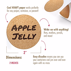 MESS Dissolvable Canning Labels for Jars – 200 Kraft Dissolvable Mason Jar Labels - Dissolvable Food Labels for Containers - Jam Homemade Canning Jar Labels Stickers - Removable Mason Jar Labels 2"