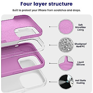 OTOFLY Designed for iPhone 14 Pro Max Case, Silicone Shockproof Slim Thin Phone Case for iPhone 14 Pro Max 6.7 inch (Lilac Purple)