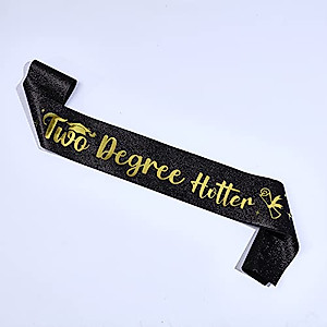 Funmemoir Graduation Party Decorations 2023 Black and Gold - Two Degree Hotter Sash, Congrats Grad Class of 2023 Sash for Senior High School College Graduation Party Supplies Party Gifts