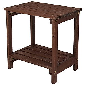 be current Outdoor Rectangular Side Table,Outdoor Patio Table Coffee Tea Bistro Small End Table,Wood with Storage,Outside Wooden Accent Furniture for Balcony Porch Garden, Brown