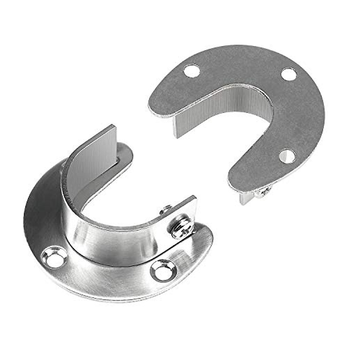 Favordrory 6 Pieces Stainless Steel Closet Pole Sockets Rod Socket Flange Set Rod Support Flange Holder, U Shaped, Easy Installation or Removal