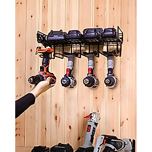 UNITEDPOWER Wall Mounted Power Tool Organizer Holder, Heavy Duty Utility Storage Rack for Battery Powered Hand Tools, Cordless Drill Rack and Tool Shelf w/Compact Design, Perfect for Father's Day