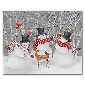 CounterArt Snow Day 3mm Heat Tolerant Tempered Glass Cutting Board 15” x 12” Manufactured in the USA Dishwasher Safe