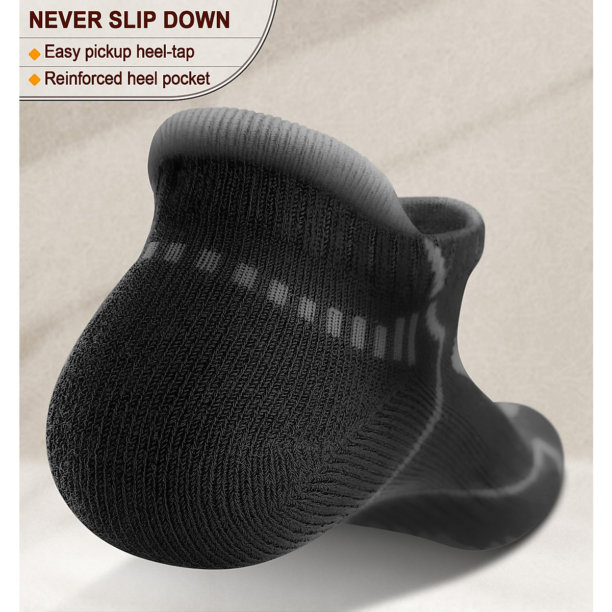 KEMISANT Mens Running Socks 6 Pairs-Athletic Compression Ankle Socks Cushioned for Men Walking-Arch Compression Support(6Pairs,Shoes Size:Men 8-9)