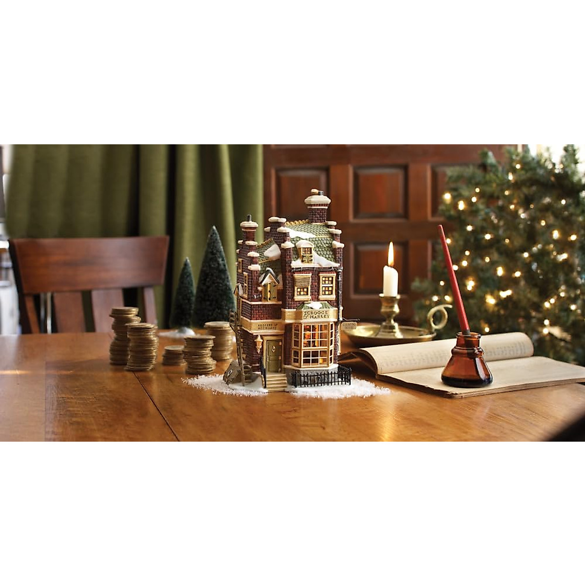 Department 56 Porcelain Dickens' Village Scrooge and Marley Counting House Lit Building, 9.65, Multicolor