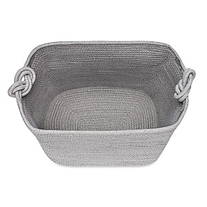 Parker Baby Rope Storage Cube Bin - 11 Inch Nursery Cubby Storage Bin Cubes for Cube Organizer, Closet Organizers and Storage Toy Bin, Rope Baskets Bins for Toys Storage - Gray