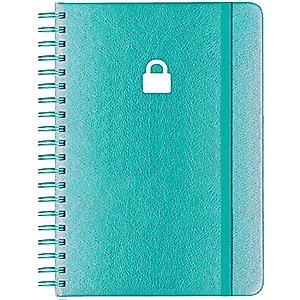 Nokingo Spiral Password Book with Alphabetical Tabs - 5x7 inch Password Organizer with A-Z Tabs for Internet Login, Website, Username, Password. Password Keeper for Home or Office, PU Cover, Teal