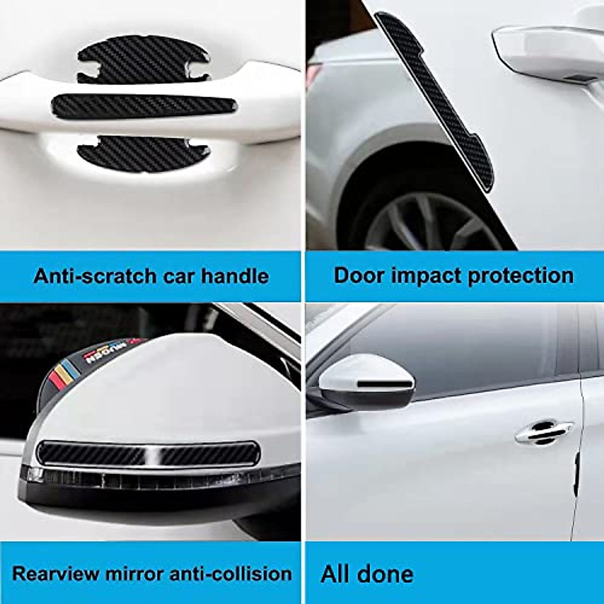 FQMY Car Door Handle Protector, Car Door Handle Scratch Protector Accessories, Universal Car Door Handle Cup Protector, Waterproof Anti-Scratch Car Paint Protective Films(14 Pieces) (Black)