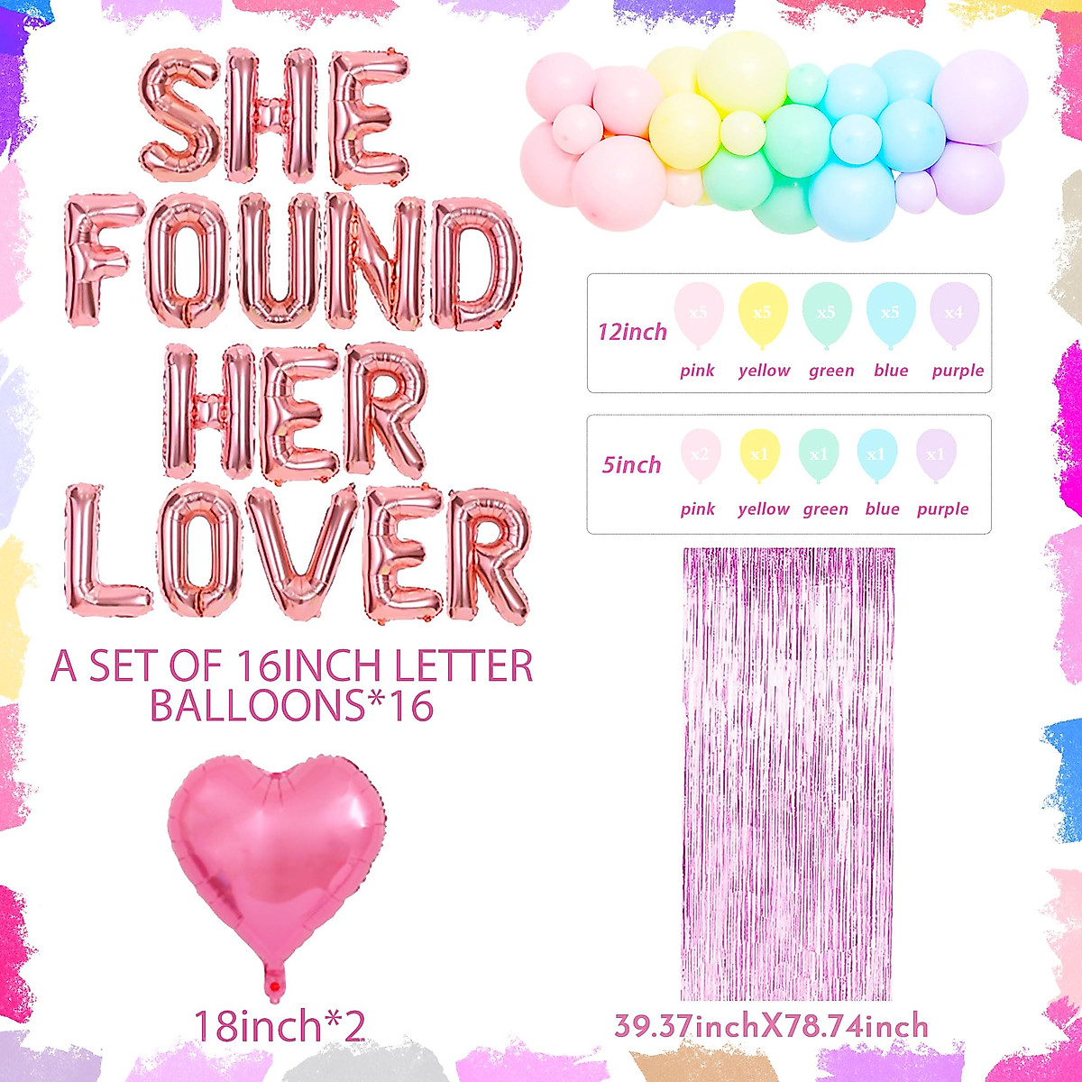 LaVenty She Found Her Lover Banner Balloon Taylor Bachelorette Party Decorations Rainbow Lover Bachelorette Party Decorations Bridal Shower Decorations
