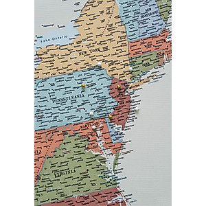Push Pin USA Map - Detailed Map of United States with Pins - Canvas Pinboard Map - Mark Traveled Places in America - Personalizable (Large (47,2x31,5 in / 120x80 cm), Colorful)