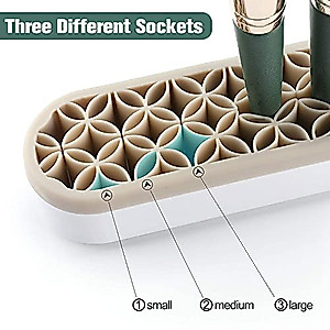 2 Pack Lolalet Silicone Makeup Brush Holder Organizer Sew Desktop Organizers, Multipurpose Make Up Brush Storage Stand for Painting Pen Brushes Eyeliner Pencil Ruler Sewing Craft Tools Stash n Store