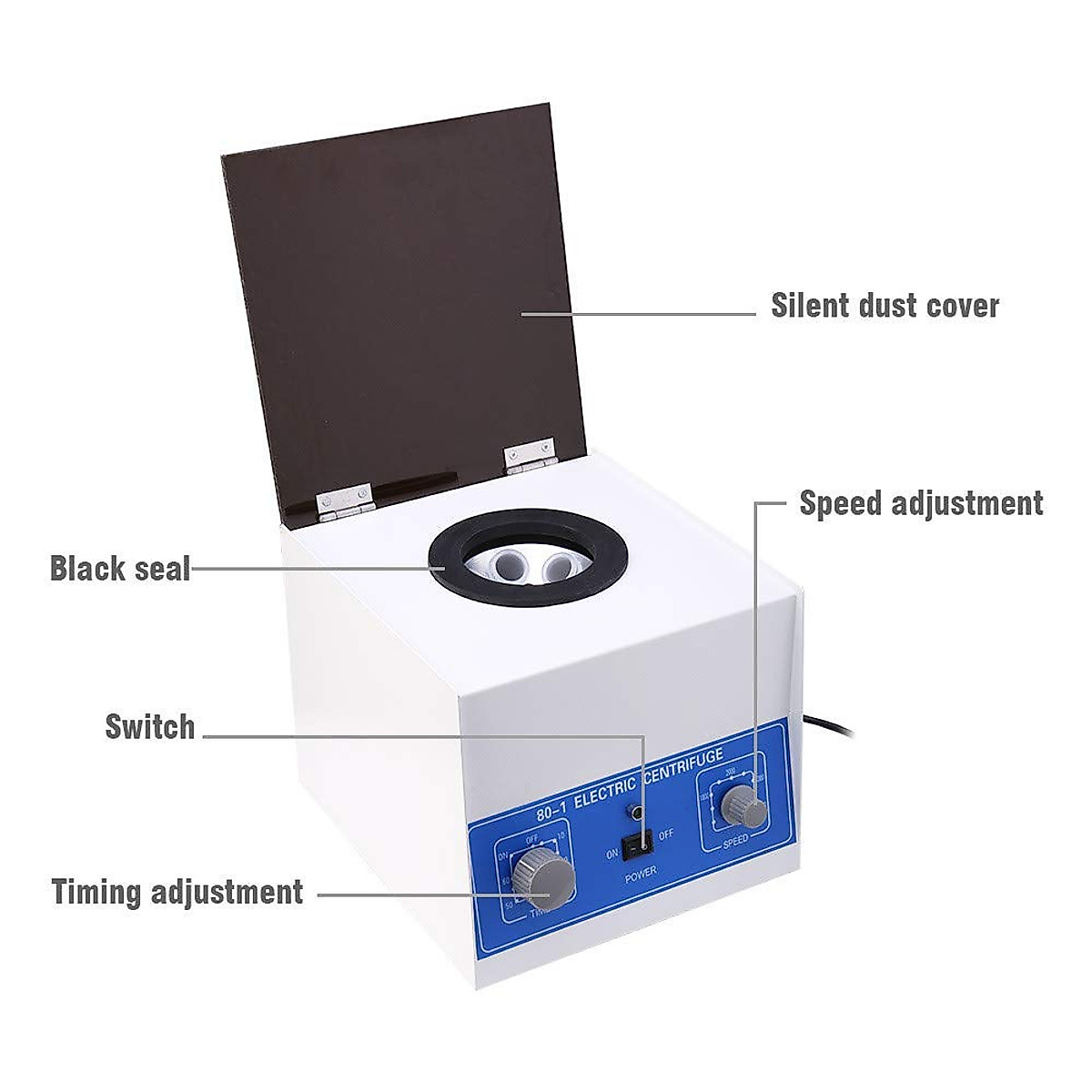 TOPQSC Electric Lab Benchtop Centrifuge, 4000rpm Speed Desktop Machine 6 Tubes x 20ml, with Timer 0-60min and Speed Control