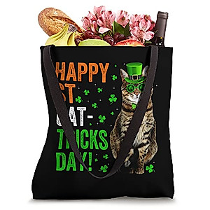 Happy St Cat Tricks Day Shamrock Irish Saint Patrick's Day Tote Bag