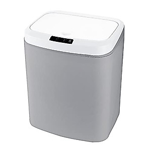 Automatic Garbage Can Motion Sensor Bathroom Trash Can Touchless Bathroom Trash Can 15L/4gallon Smart Trash Bin with Lid Slim Plastic Narrow Garbage Can for Living Room, Bedroom, Office, Toilet, RV (Grey)