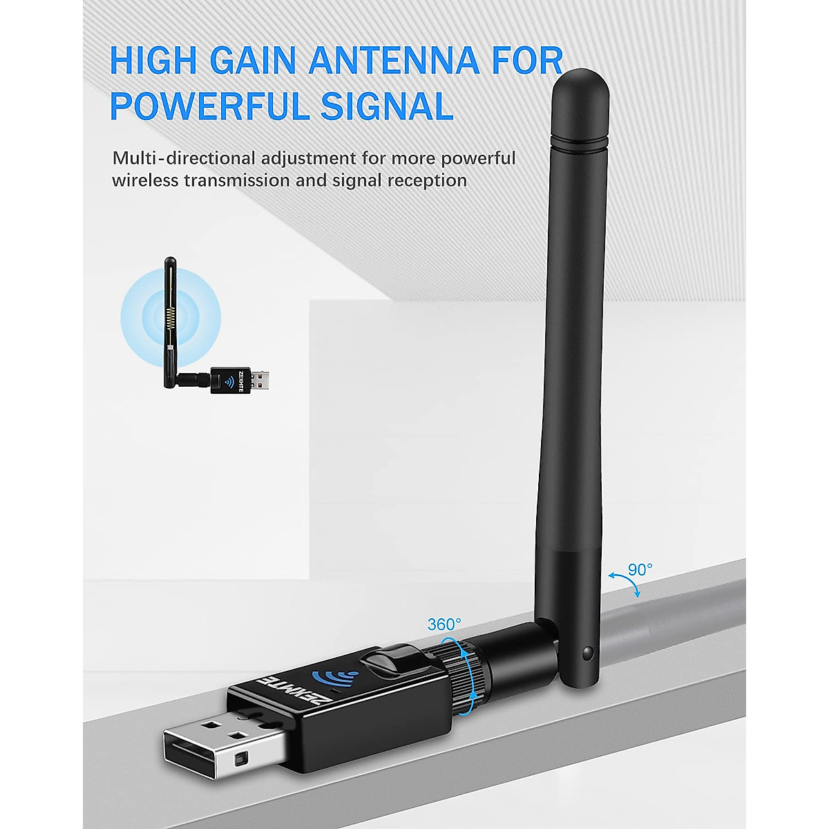 Long Range USB Bluetooth Adapter for PC USB Bluetooth Dongle Wireless Bluetooth Adapter for Headphones Speakers, 328FT / 100M,5.0 Bluetooth Transmitter Receiver for Windows 10/8 / 8.1/7