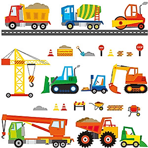 DECOWALL DS-8012 Construction Site Cars Island Kids Wall Stickers Wall Decals Peel and Stick Removable Wall Stickers for Kids Nursery Bedroom Living Room (Small) d?cor