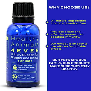 Healthy Animals 4 Ever Urinary Support for Bladder and Kidneys for Cats - for Urinary Tract Infections & Renal Cleansing - Natural, Homeopathic, Non-GMO, Organic - Preservative & Chemical Free - 300ct
