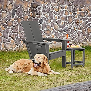 INTOBOO Modern Curveback Adirondack Chair, Elegant Double Plate Design Lounge Chairs, Recycable HDPE Chairs for Outdoor Patio Pool