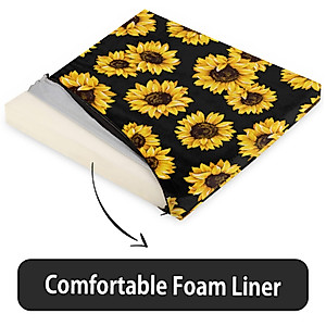 Square Chair Cushion Sunflower Foam Seat Cushion Sunflower Print Chair Pad Slip Resistant Thick and Comfortable Seat Cushion Pads Durable Soft Mat Pad 16 inch x 16 inch