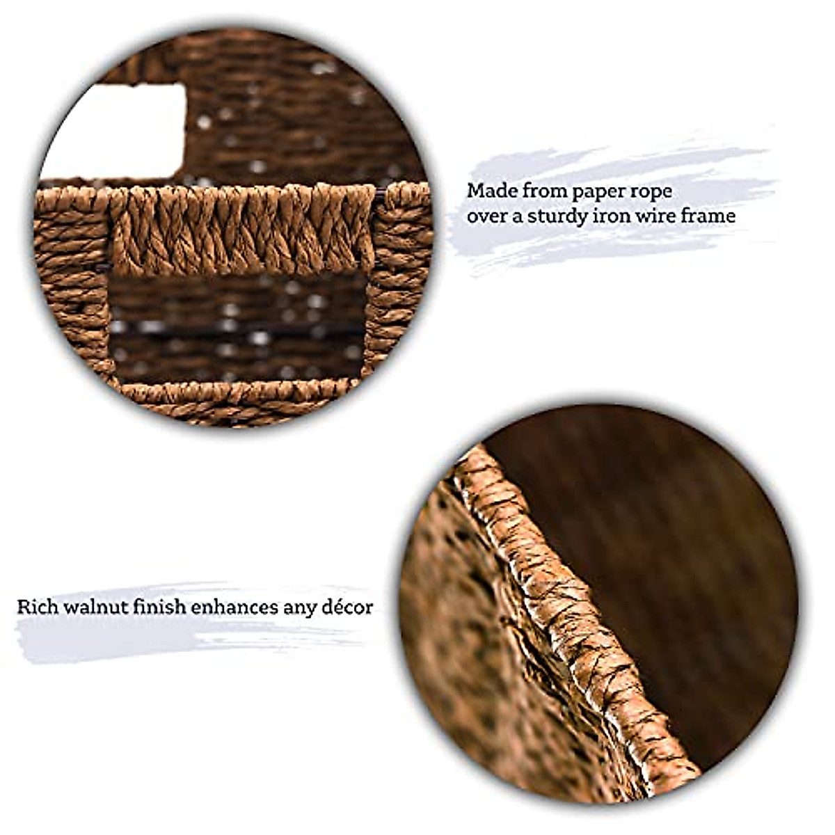 Foldable Storage Basket with Iron Wire Frame By Trademark Innovations (Set of 2)