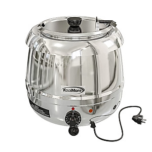 KoolMore Commercial Soup Kettle Warmer with Hinged Lid and Removable Stainless-Steel Pot Insert for Buffet, Restaurant, Party, Event, and Catering, Large 2.5 Gallon, Electric [Silver] (SK-SS-3G)