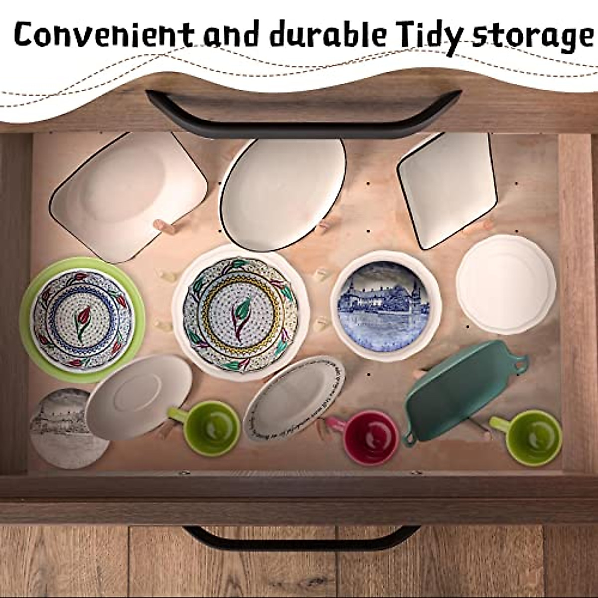 30 x 21 Inch Wood Drawer Peg Board with 20 Pegs Adjustable Deep Drawer Peg Board System Wood Drawer Organizer for Home Kitchen Shelf Cupboard Storage Food Containers Cookware Serveware Utensils