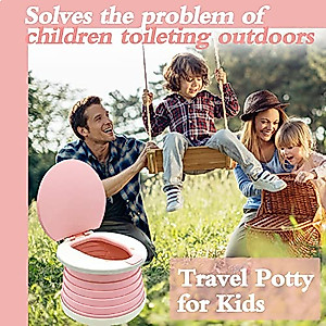 Portable Potty for Toddler Travel,Foldable Potty Seat Training Toilet for Kids,Travel Potty Chair for Camping,Outdoor,Indoor,Pink