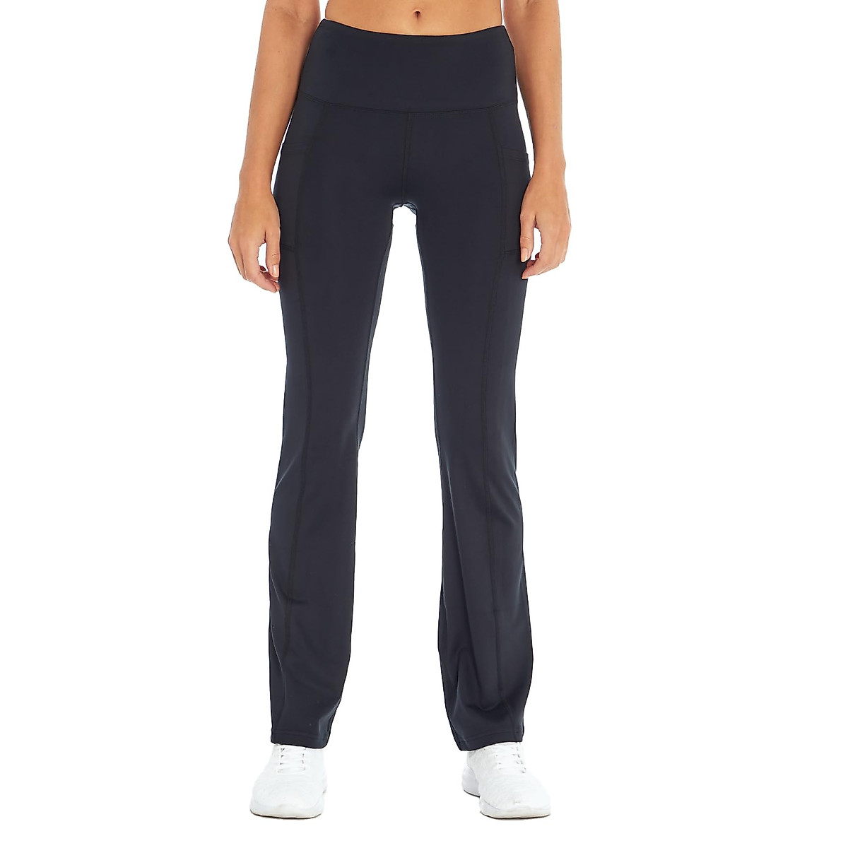 Bally Total Fitness Women's Standard High Rise Pocket Slim Bootcut Pant, Black, Large