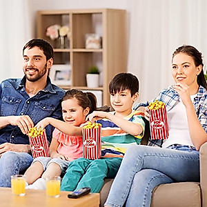 300 Pcs Popcorn Bags Popcorn Boxes Paper Red and White Movie Popcorn Bags for Carnival Movie Theme Party Supplies(3.54 x 2.36 x 8.27 Inches)