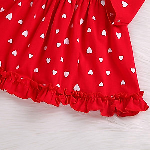 itkidboy Toddler Baby Girl Dress Valentine's Day Clothes Long Sleeve Love Printed Sundress Party Princess Dress (12-18 months) A-red
