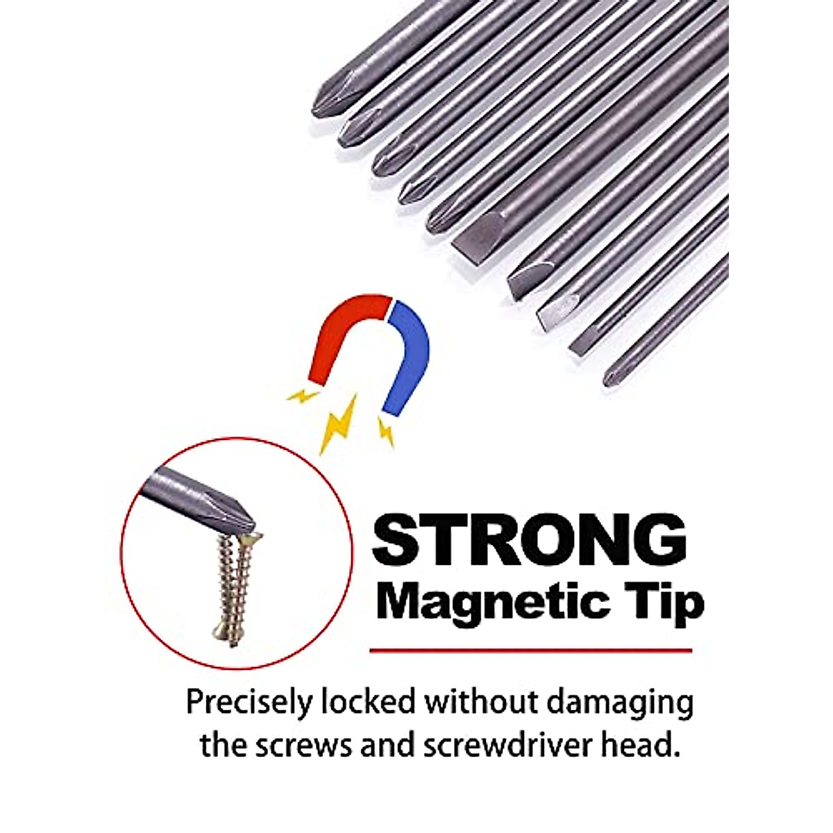 Rocaris 10pcs 1/4 Inch Hex Shank Long Magnetic Screwdriver Bits Set 4 in Power Tools (Slotted+Cross Head)