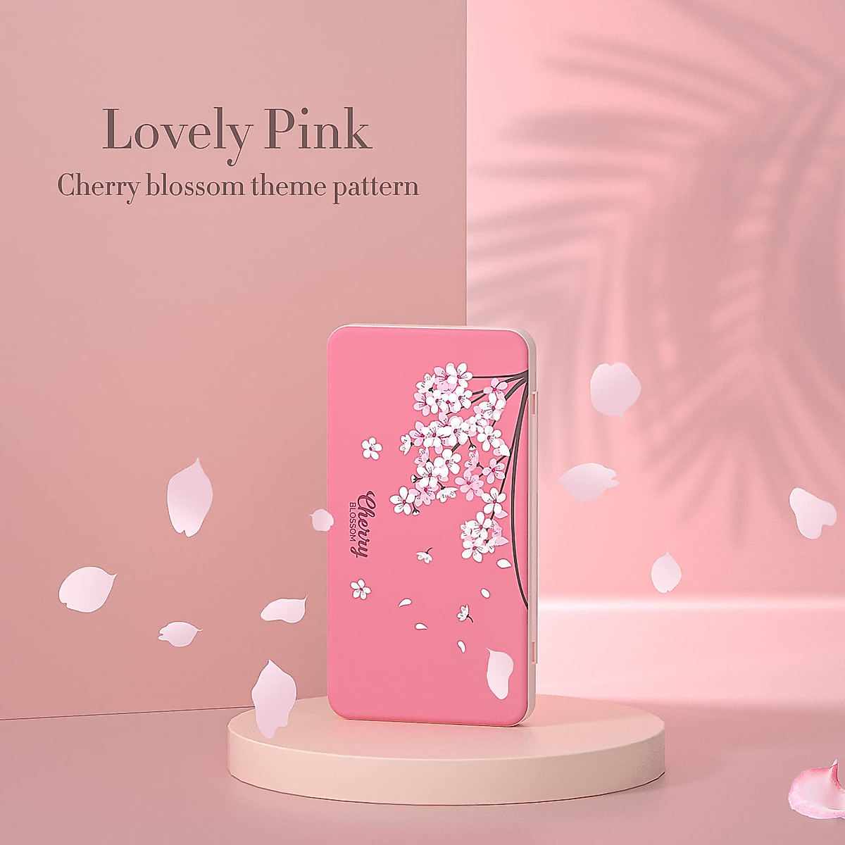 NANANINO Switch Game Case Pink, Cherry Blossoms Pattern Switch Game Card Case with 24 Game Card Slots and 24 Micro SD Card Slots