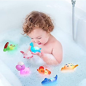 VIBOYLAR Bath Toys for Toddlers 1-3: 6 Packs Light-Up Floating Dinosaur Baby Toddler Bath Toys Set for Boys Kids Birthday Easter Christmas - Water Bathtub Shower Pool Bath Toy for Children Preschool