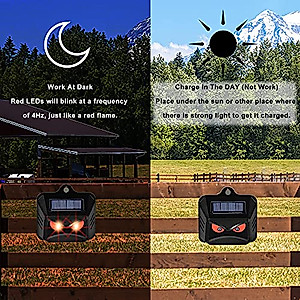 Triumpeek Animal Repeller, Solar Powered Predator Eye Nighttime Animal Deterrent Devices with Red LED Lights, Night Guard Animal Repellent Scares Coyote Skunk Raccoon Deer Away from Yard Chicken Coop