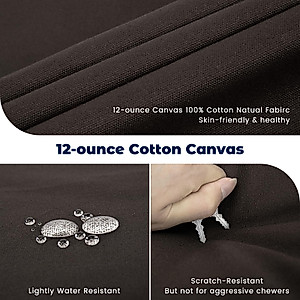 Miguel Canvas Dog Bed with Silky Sherpa Top,12 Ounce 100% Cotton Dog Pillow with Removable Cover, Outdoor Pet Mat Reversible Cool & Warm for All Season Indoor Outdoor 35 in Brown