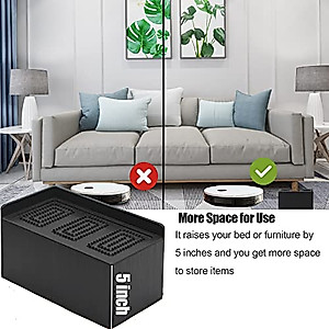 MYMULIKE Bed Risers 5 inch, Oversized Extra Large Rectangle, 11000lbs Heavy Duty Couch Risers, L Shape Wide Opening Extra Large Furniture Risers for Bed, Couch, Sofa, Table, Chair