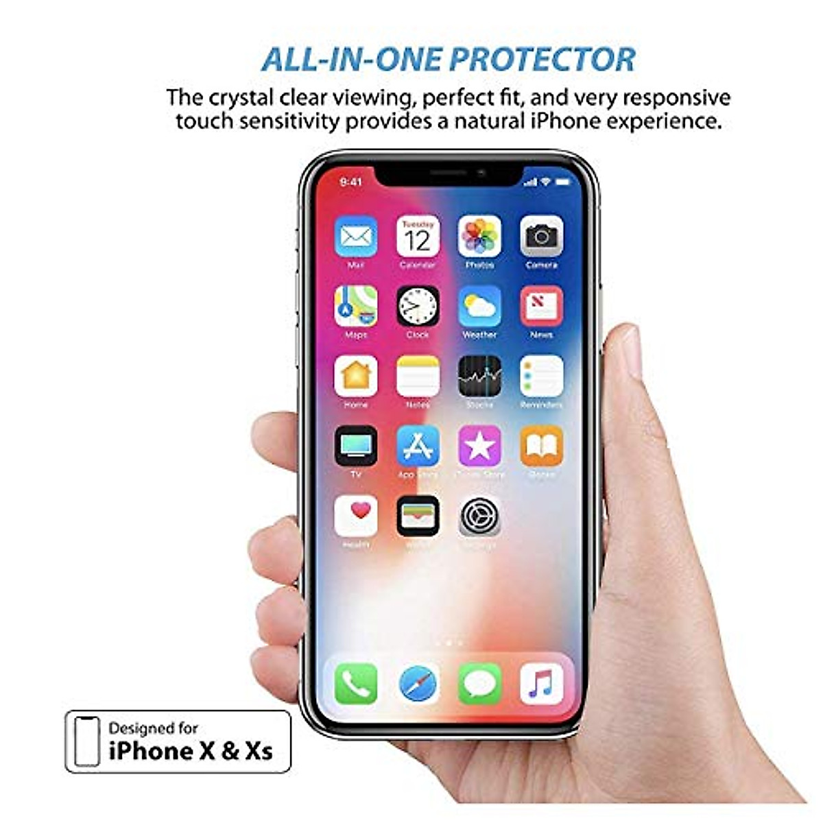 [4 Pack] Screen Protector for iPhone X, XS, 11 Pro, Beam Electronics Tempered Glass - 99% Touch Accurate with Easy Installation Tray and Accessories