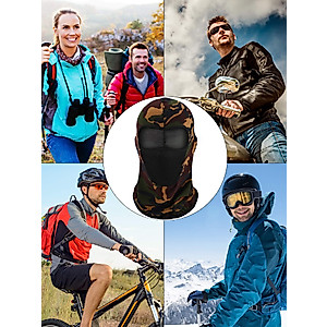 Blulu 4 Pieces Balaclava Full Face Mask Winter Windproof Balaclava Neck Sun Protection Breathable Face Cover (Camouflage)