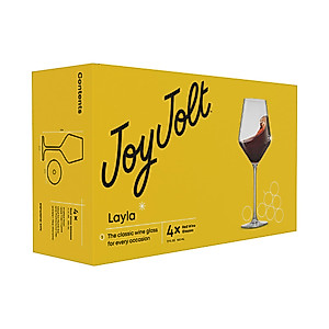 JoyJolt Layla Italian Red Wine Glasses, Set of 4 , 17 oz Clear – Made in Europe