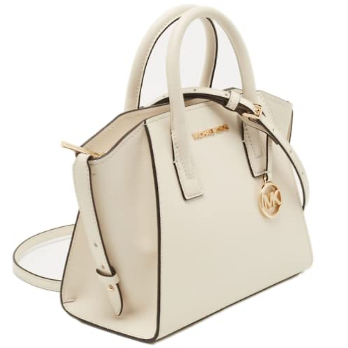 Michael Kors Avril Small Top Zip Slouchy Satchel Crossbody Light Cream White