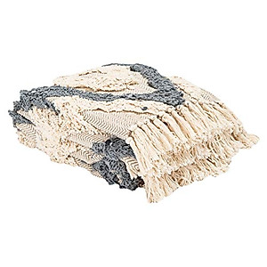 Safavieh Home Collection Lila Grace Boho Grey and Beige Fringe 50 x 60-inch Throw Blanket